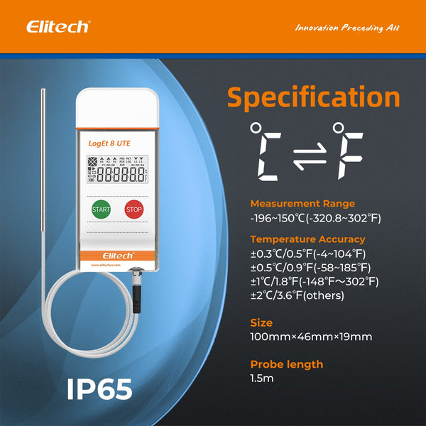 Elitech Loget 8ute Ultra Low Reusable Temperature Recorder Data Logger