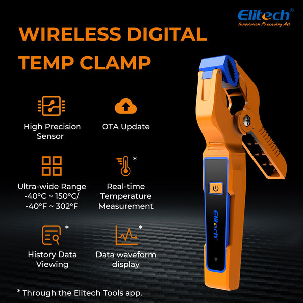 Elitech IPT-01 Wireless Temperature Clamp for HVAC Heating and Cooling ...