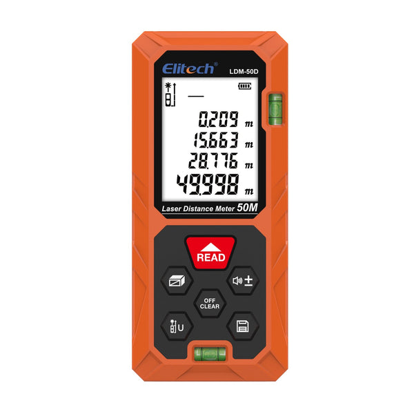 Elitech Laser Distance Meter 165ft, Digital Measure Tool with Area ...