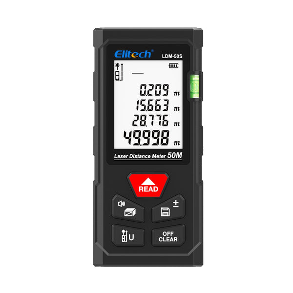 Elitech Laser Distance Meter 165ft, Digital Measure Tool with Area ...