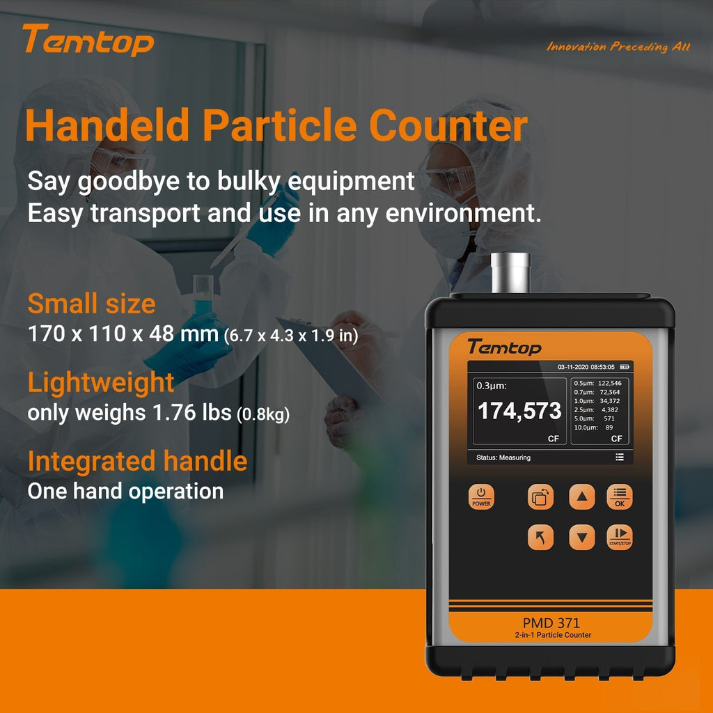 Temtop PMD 371 Aerosol Monitor Handheld Particle Counter Dust Monitor ...